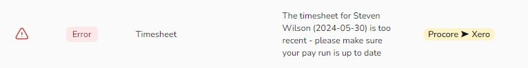 Troubleshooting - Timesheet Management Xero Errors